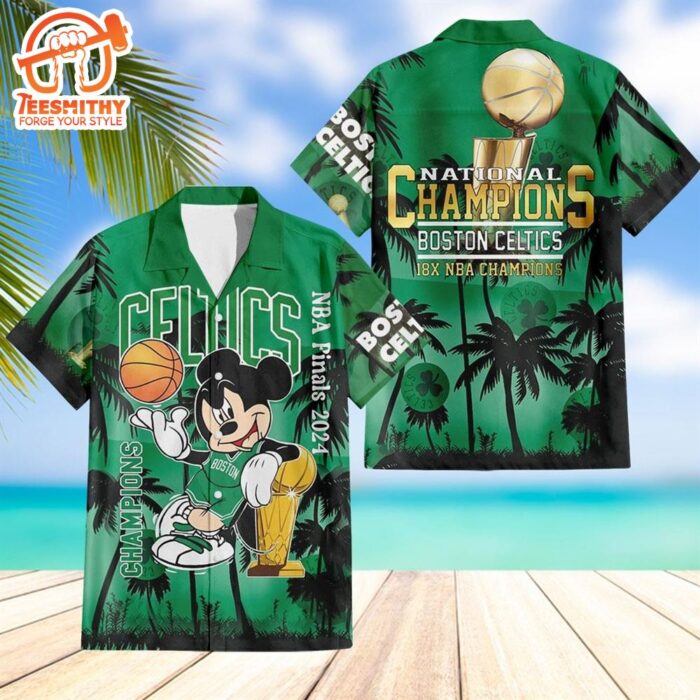 Mickey Mouse Boston Celtics Nba Champions 2024 Hawaiian Shirt - Teesmithy