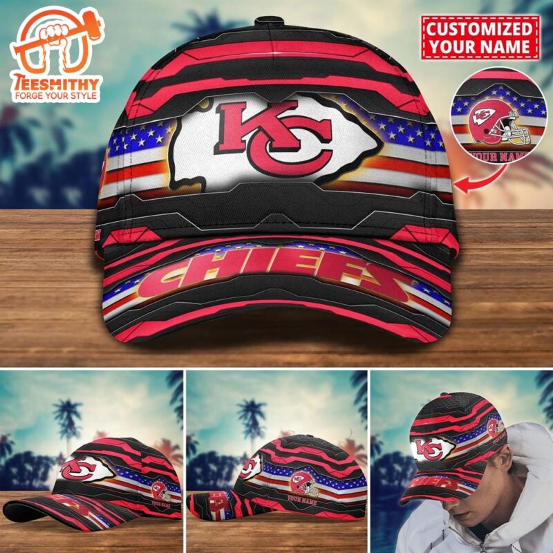 NFL Kansas City Chiefs Flag Custom Name Cap - Teesmithy