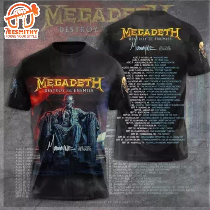 Megadeth Rock Band 2024 Announces Destroy All Enemies US Tour T-shirt ...