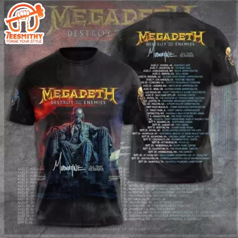 Megadeth Rock Band 2024 Announces Destroy All Enemies US Tour T-shirt Hoodie - Teesmithy