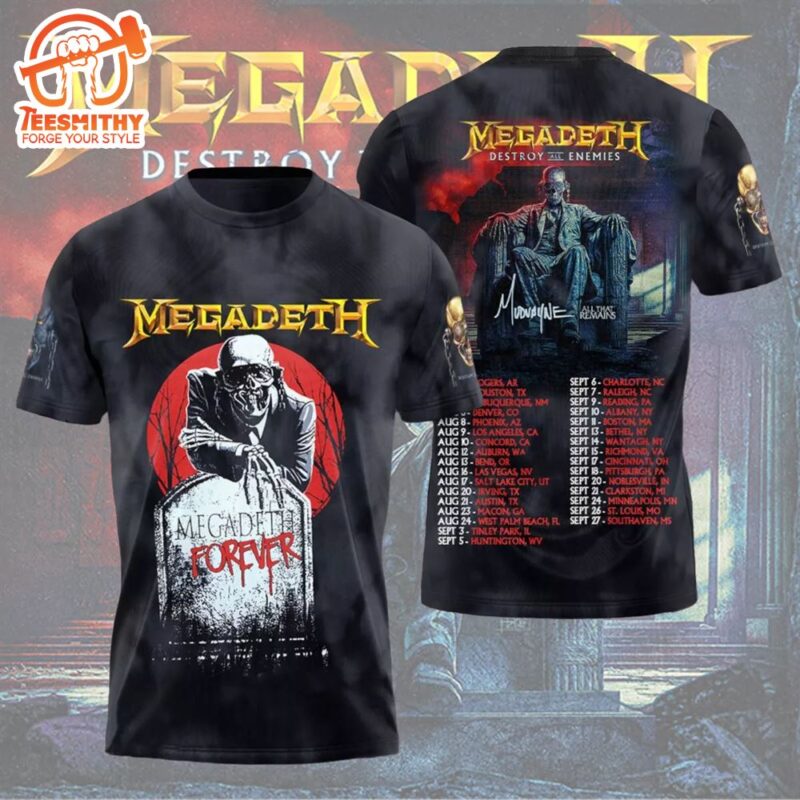 Megadeth Rock Band 2024 Announces Destroy All Enemies US Tour T-shirt ...