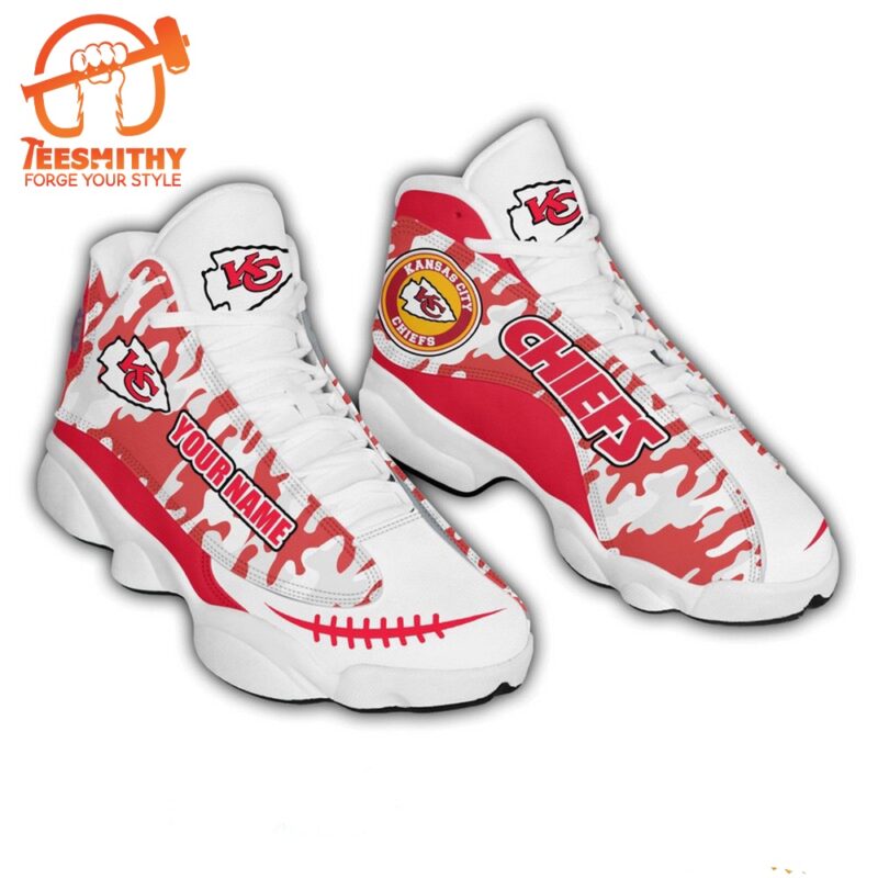 NFL Kansas City Chiefs Camo Red Air Jordan 13 Shoes - Teesmithy
