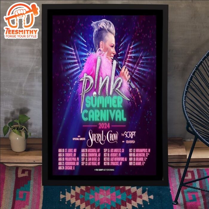 Pink Summer Carnival Tour 2024 Poster Canvas - Teesmithy