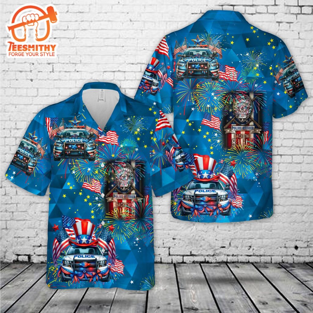 4th Of July Police Car Hawaiian Shirt - Teesmithy