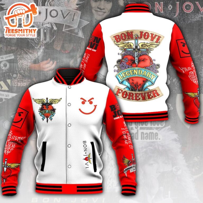 Bon Jovi Varsity Jacket Black Christmas For Fans - Teesmithy