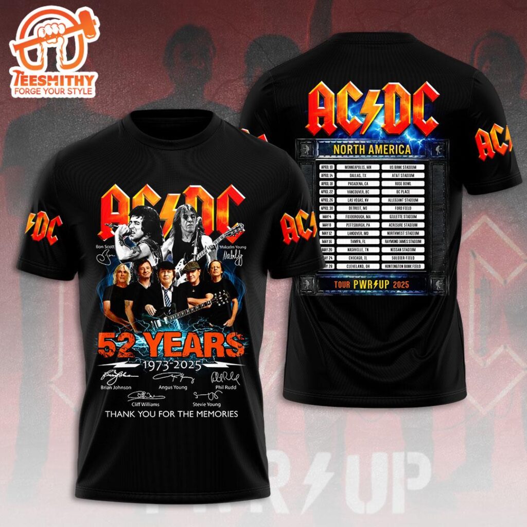 ACDC Pwr Up World Tour 2025 Shirt for Rock Fans - Teesmithy