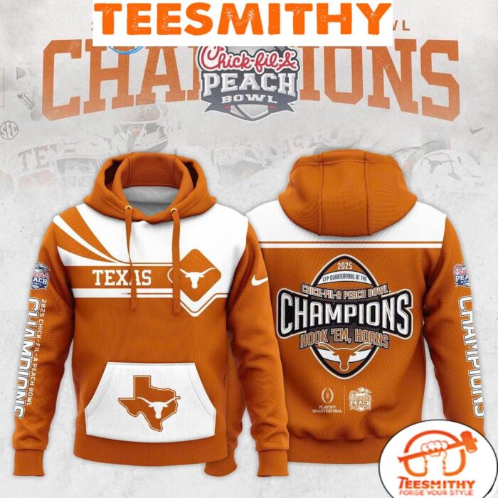 Texas Longhorns Chick Fil A Peach Bowl 2025 Champions Hoodie ...