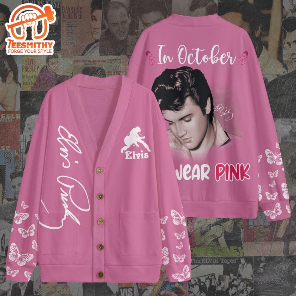 Elvis Presley In October Wear Fleece Cardigan Pink - Teesmithy