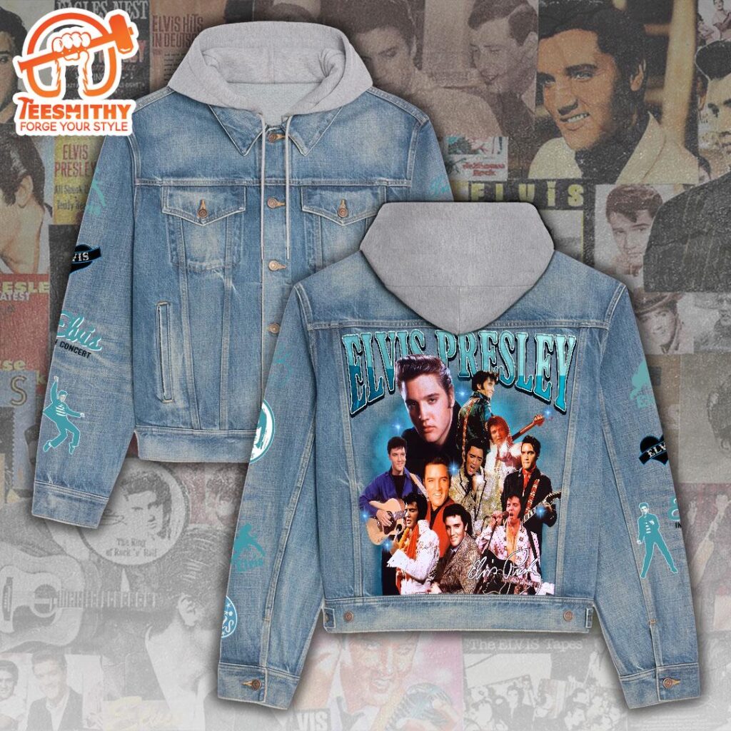 Elvis Presley King Gift Christmas Denim Hood Jacket For Fans - Teesmithy