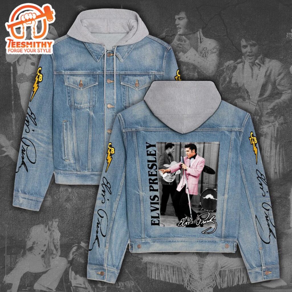 Elvis Presley The Tour Christmas Denim Hood Jacket For Fans - Teesmithy