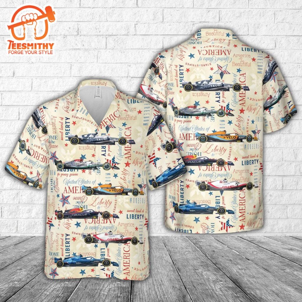 F1 Formula One Teams 2022, 4th Of July Hawaiian Shirt - Teesmithy