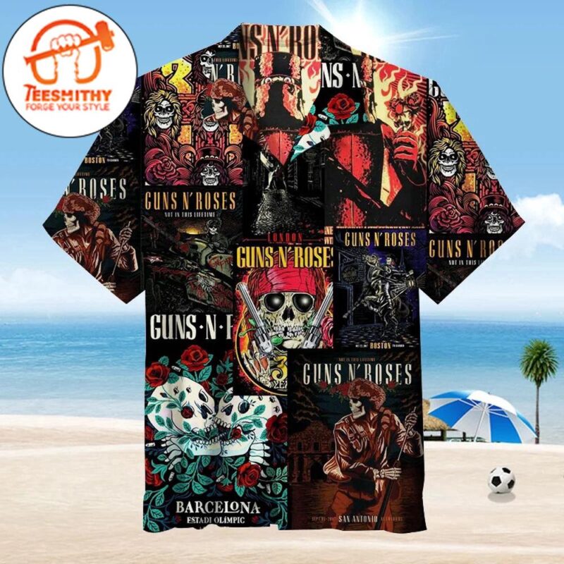 Guns N' Roses Greatest Hits Tribute Hawaiian Button Up Shirts - Teesmithy