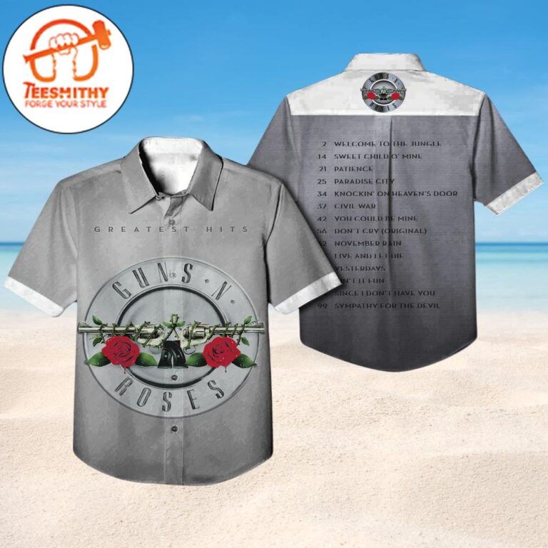Guns N' Roses Greatest Hits Tribute Hawaiian Button Up Shirts - Teesmithy