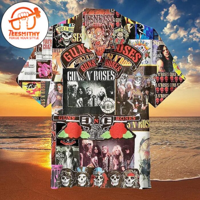 Guns N' Roses Greatest Hits Tribute Hawaiian Button Up Shirts - Teesmithy