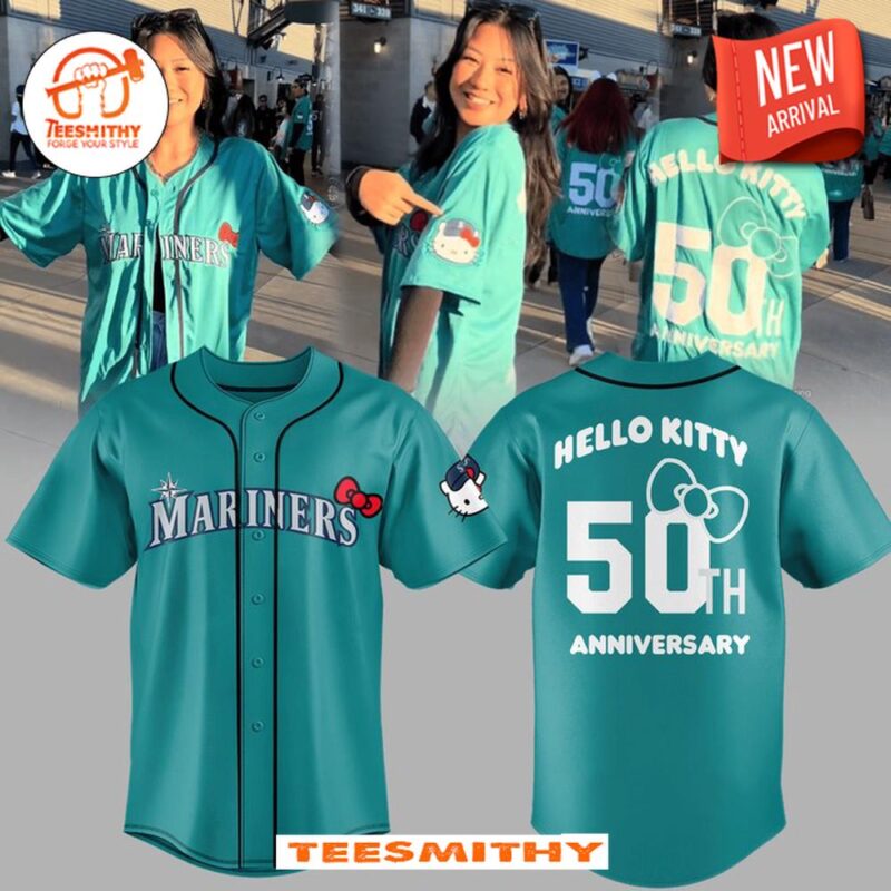 Hello Kitty x Seattle Mariners 50th Anniversary Baseball Jersey - Teesmithy