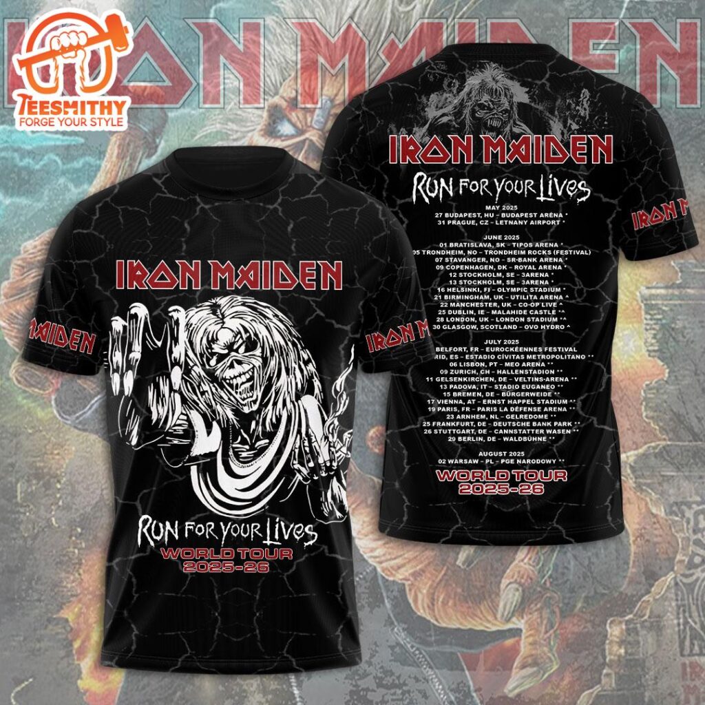 Iron Maiden Run For Your Lives Tour 2025-26 – Central T-Shirts - Teesmithy