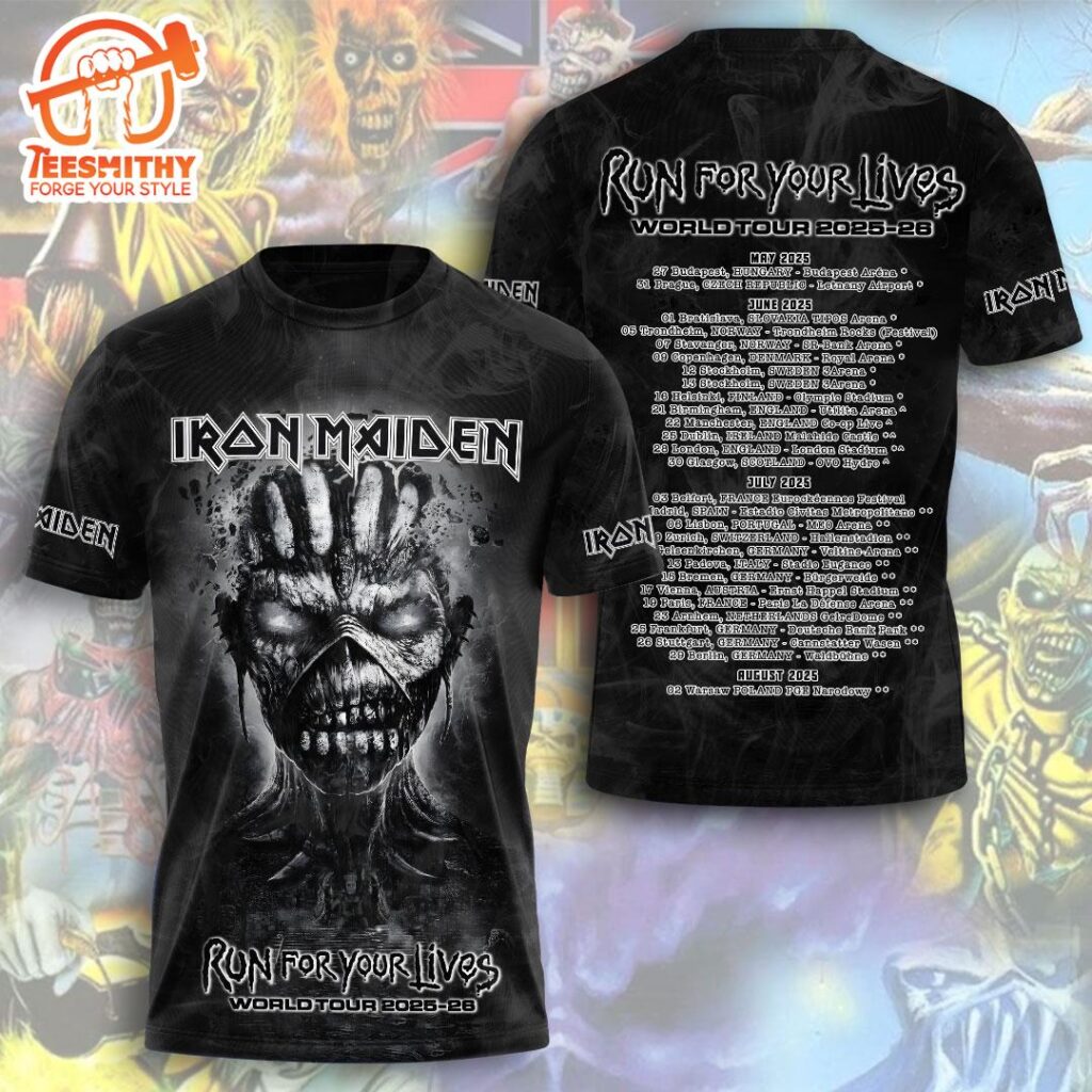 Iron Maiden Run For Your Lives World Tour 2025-26 For Iron Maiden FC 3D Shirt - Teesmithy