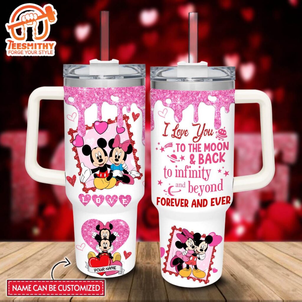 Mickey and Minnie Mouse Cartoon Custom Stanley Quencher 40oz Stainless ...