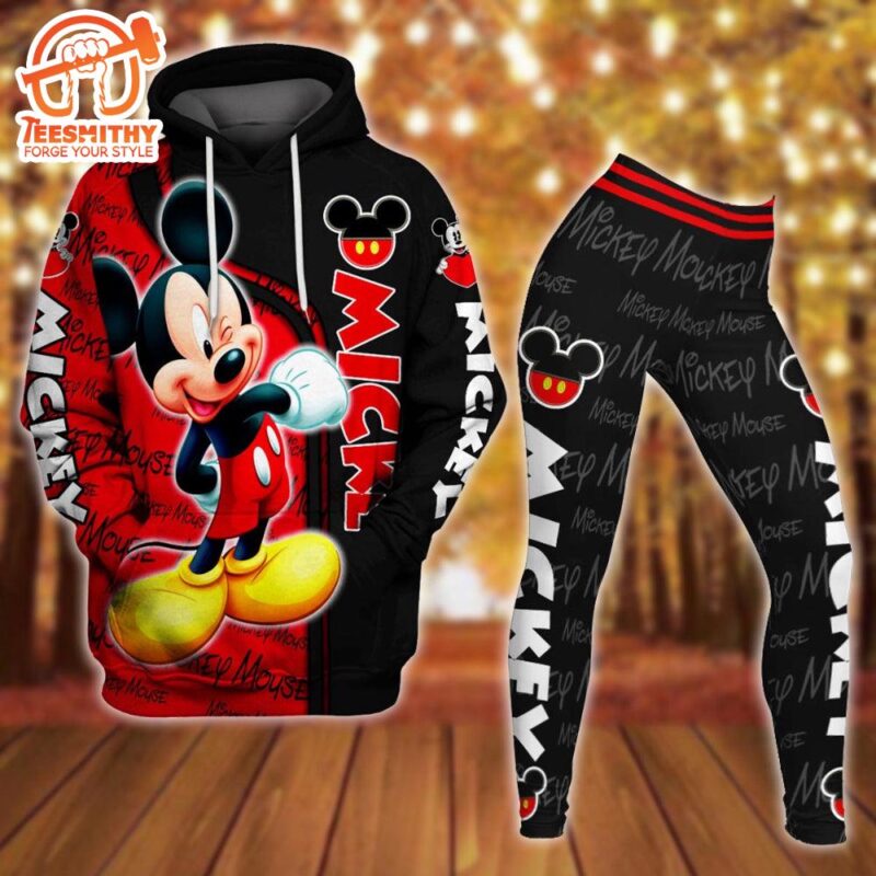 Mickey Mouse Themed Hoodie And Leggings Set - Teesmithy
