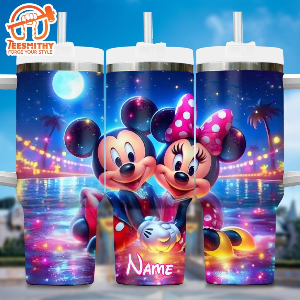 Minnie and Mickey Mouse Cartoon Custom Stanley Quencher 40oz Stainless ...